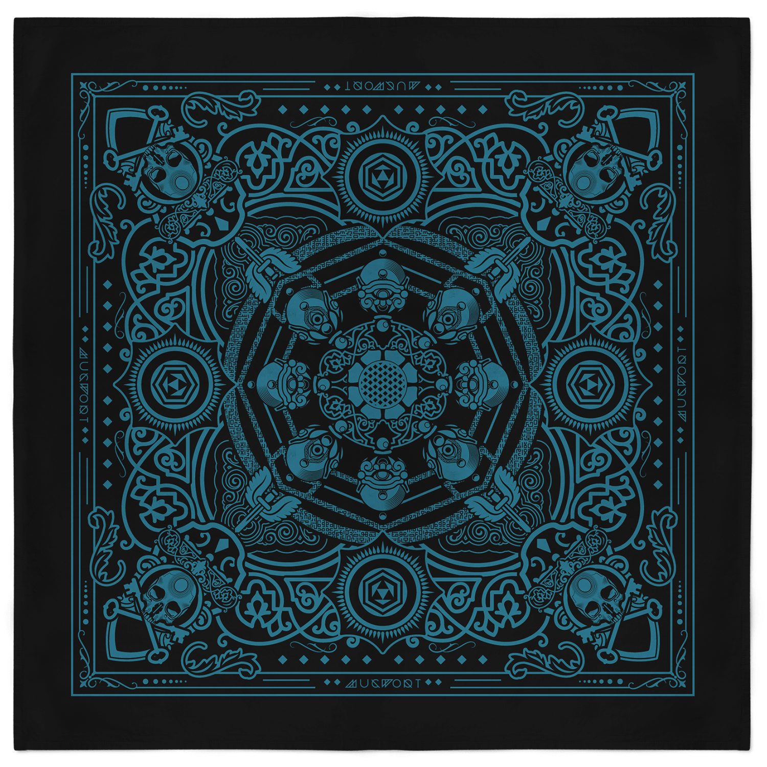 Skull And Keybones Bandana - Black And Teal | Mugwort Designs
